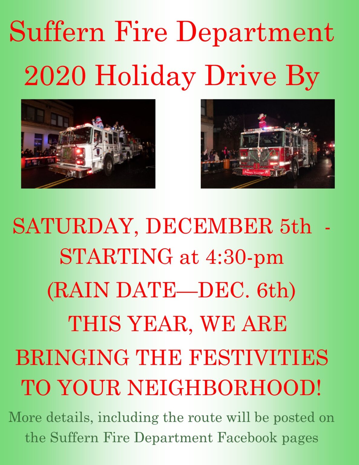 Flyer Fire Department Drive By Dec. 5 – Village of Suffern, New York