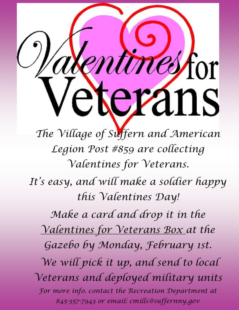 Valentines for Veterans Village Mailbox – Village of Suffern, New York